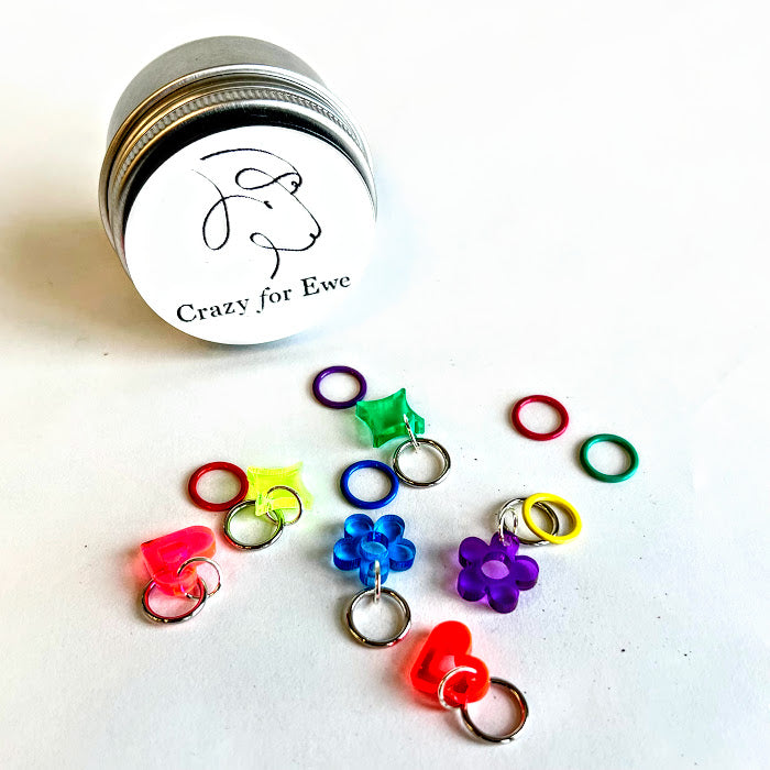 Acrylic Stitch Markers - set of 16 - Crazy for Ewe